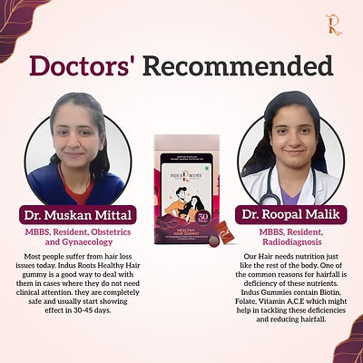 Healthy Hair Gummy - Biotin, Zinc, Folate, Vitamins A,C,E – Indus Roots